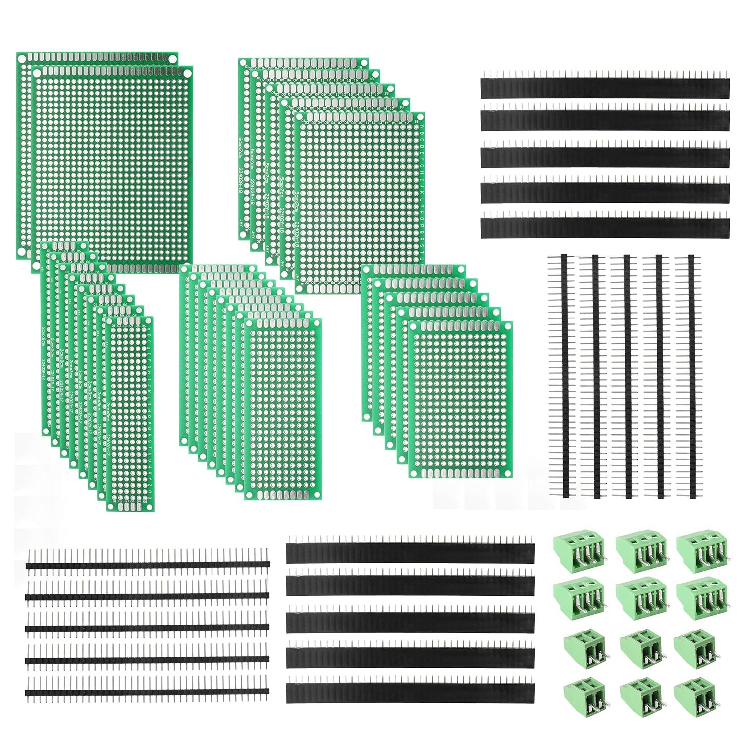 60 Pcs PCB Board Circuits Boards Kit | 28 Double-Sided Prototyping PCBs ...