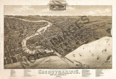 Panoramic Map of Sheboygan WI 16x20 | eBay