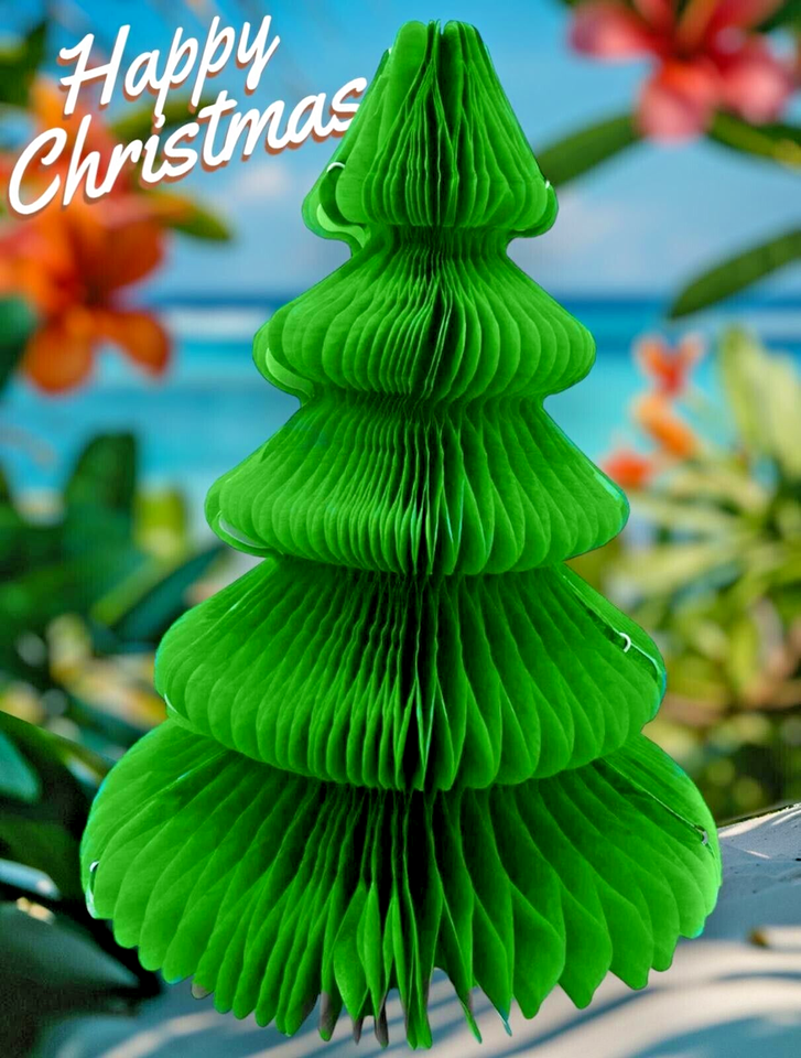 3 x Large Christmas Tree Party Green Honeycomb Paper Tablescape Table ...