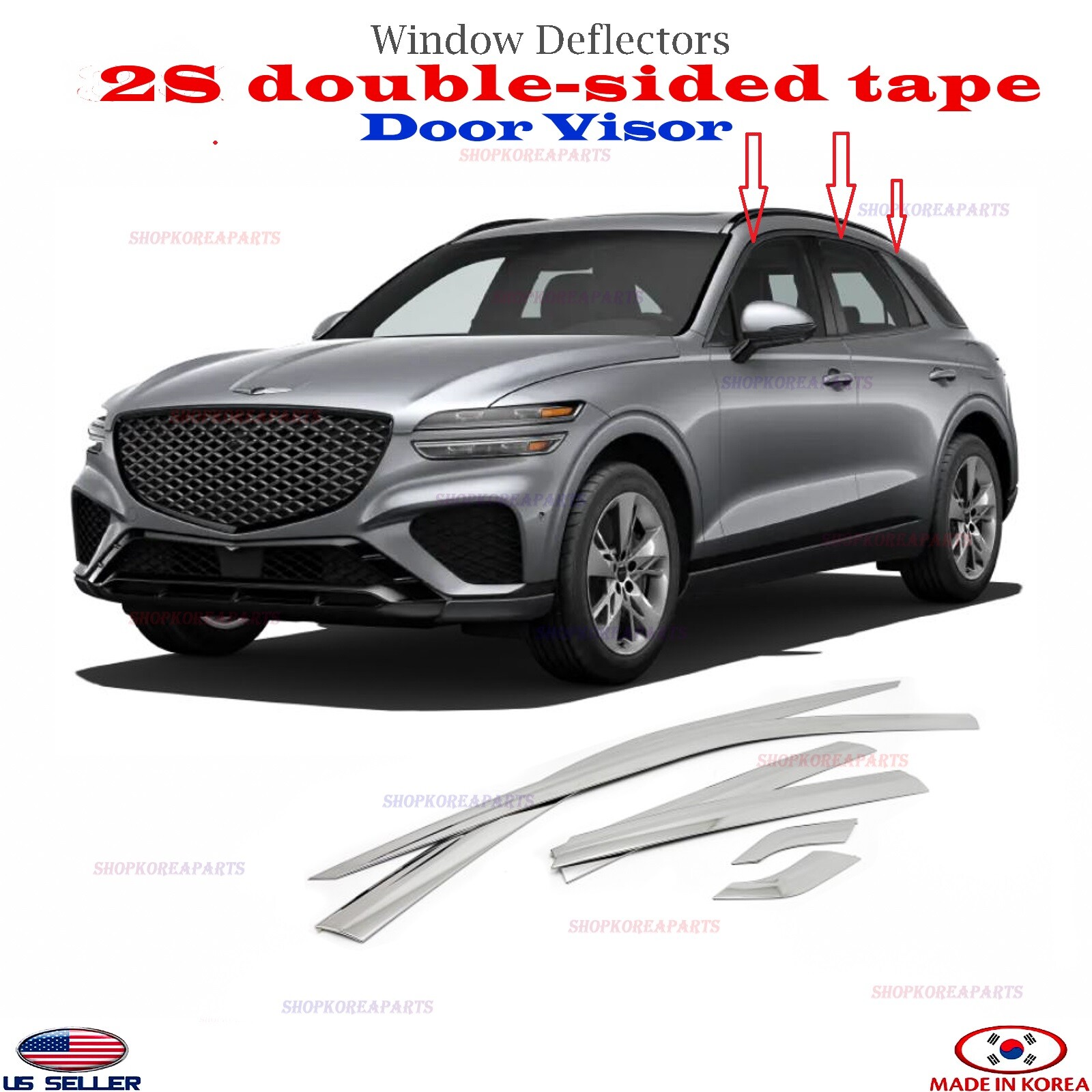 Door Vent Visor Deflector Window Chrome for GENESIS GV70 2022-2025 6pcs ...