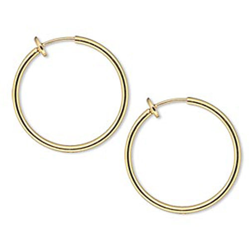 1 Pair of Clip On Hoop Earrings With Pierced Look Spring Closure 1 Inch ...
