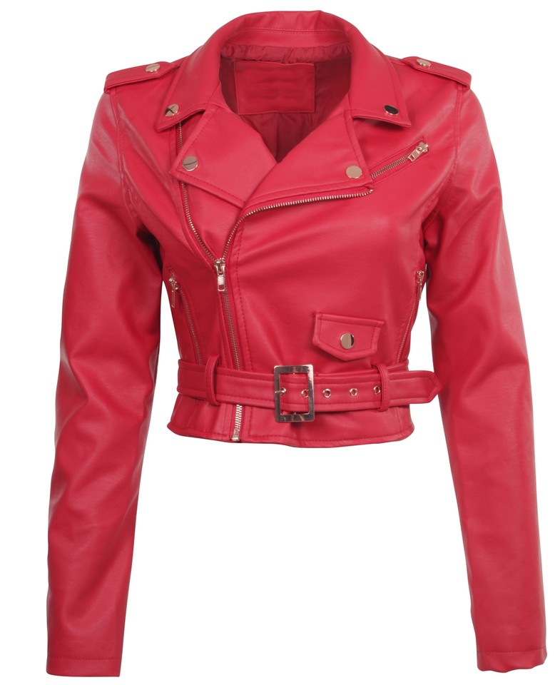 Women's Juniors Fashionable Cropped Faux Leather Moto Biker Jacket | eBay