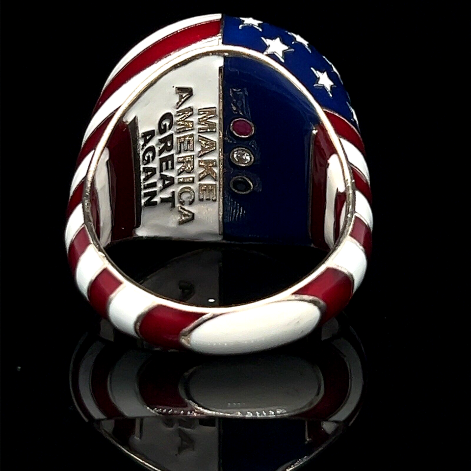 14k Gold Enamel President Donald Trump MAGA Political American Flag ...