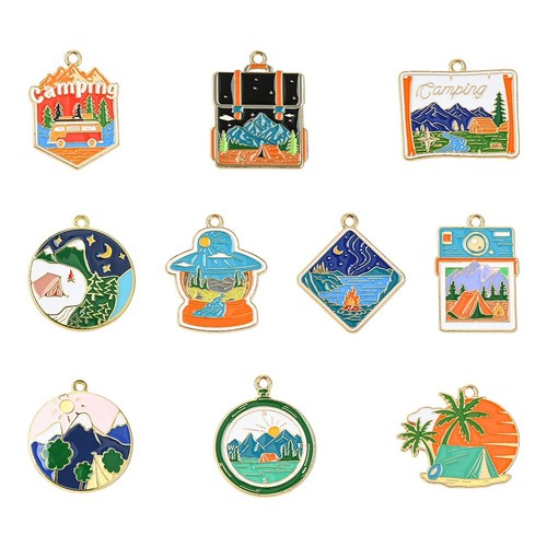 20pcs Enamel Travel Pendants Alloy Outdoor Camping Theme Charms for DIY ...