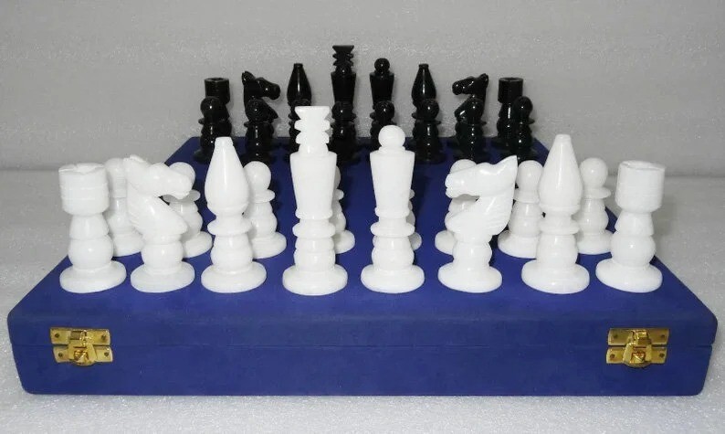 MOP Marble Chess Board Game Set Collectible Handmade Marble chess with ...