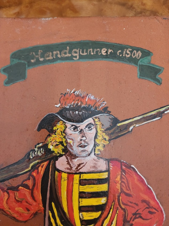 Terracotta Plaque Set Of 3 Hand Painted Medieval OOAK Vintage Ready To ...