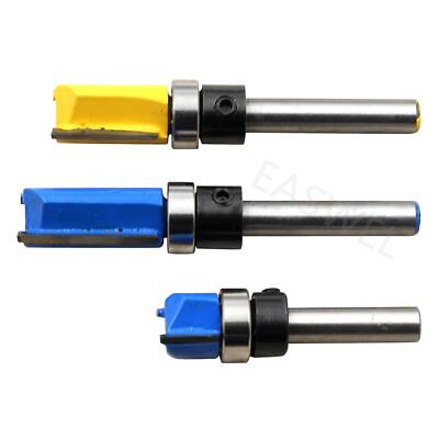 3Pcs/Set 1/4" Shank Top Bearing Flush Trim Pattern Router Bit Set ...