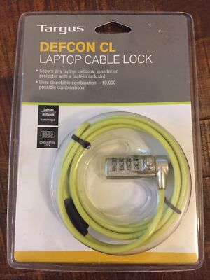 TARGUS Defcon CL Laptop Cable Lock 6.5 ft Combination Lock PA410U-GRN ...