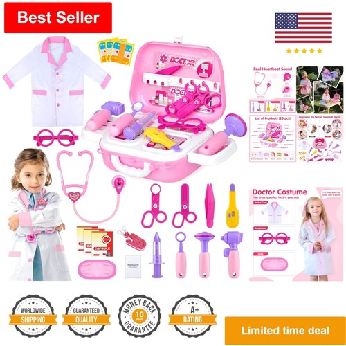 Kids Doctor Kit - Pink Doctors Kit for Role Play - 22 Pieces Medical ...