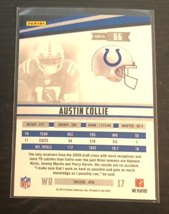 2012 Rookies & Stars AUSTIN COLLIE True Blue Parallel #66 Colts | eBay