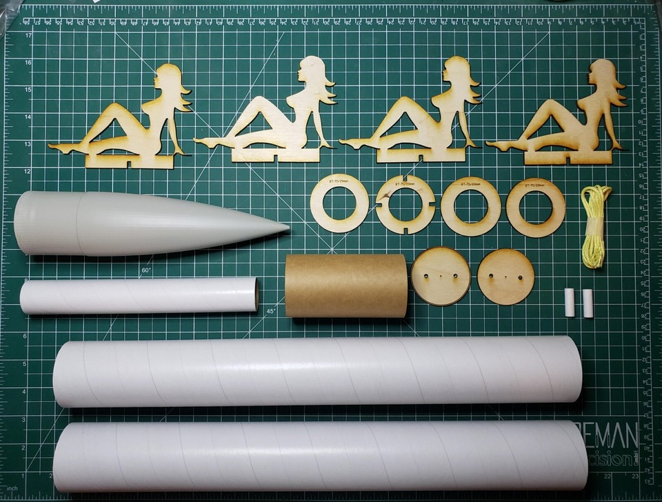 Bad Boy Rocketry Trucker Girl Model Flying Rocket Kit 42" tall, 2.2 ...