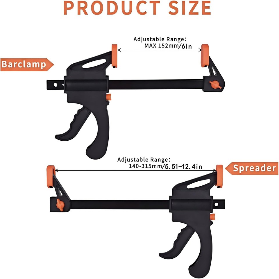 6 Inch Bar Clamps for Woodworking 2 Pcs Trigger Quick Grip Mini Clamps ...