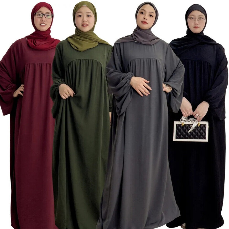 Muslim Women Long Sleeve Maxi Dress Abaya Kaftan Dress Turkey Arab Robe ...