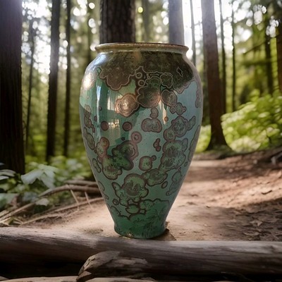 Rare 2009 Steven Klinsky Pottery Art Vase Green Malachite Crystal Glaze ...