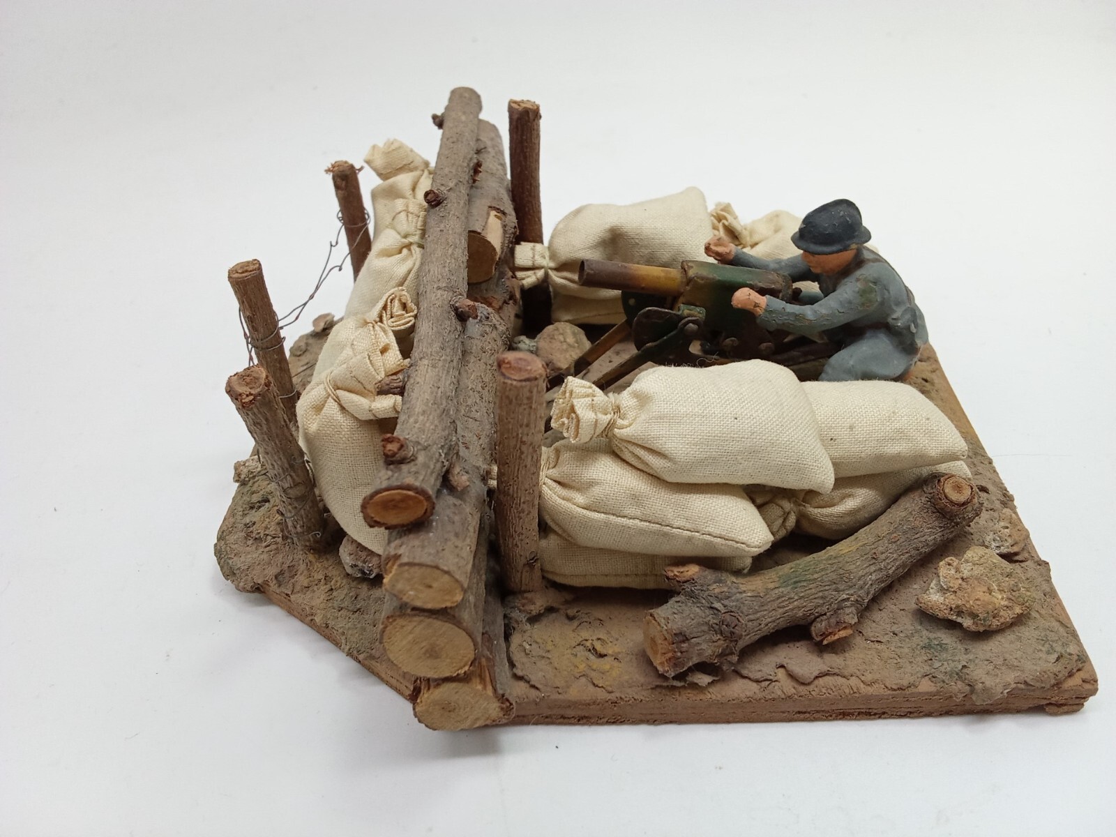 WW1 WWI FRENCH LINEOL ELASTOLIN TRENCH MACHINE GUN NEST TOY SOLDIER ...