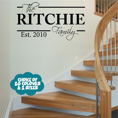 Wall Quote FAMILY SURNAME Wall Sticker Personalised AnyName Vinyl Decal ...