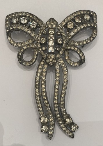 1930’s Art Deco Bow Brooch/Pin. Rhinestones. Large - Gem