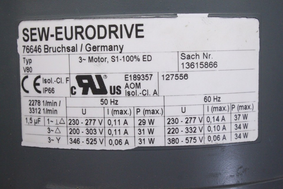 SEW-EURODRIVE V80 Fan Motor V80 | eBay