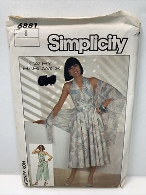 Simplicity 6881 Misses Halter Dress Jumpsuit Culottes Shawl Pattern 8 ...