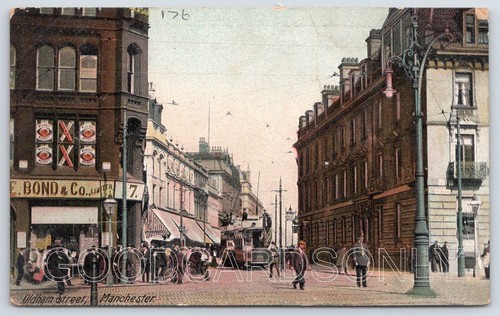 Manchester Oldham Street Trams old Cars Postcard Ma 39 | eBay UK