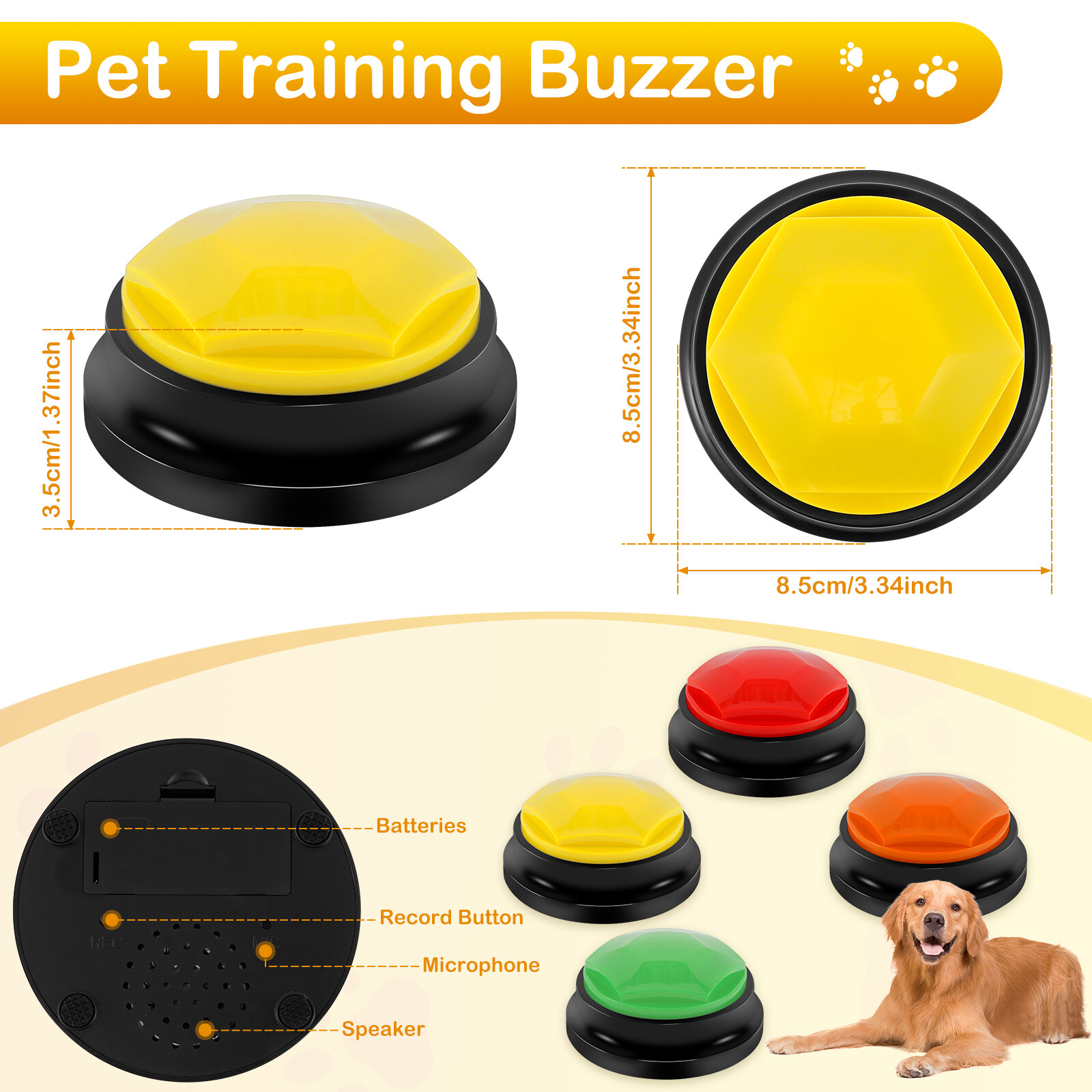 4Pcs Dog Talking Button Recordable Dog Training Buttons 4 Color Dog ...