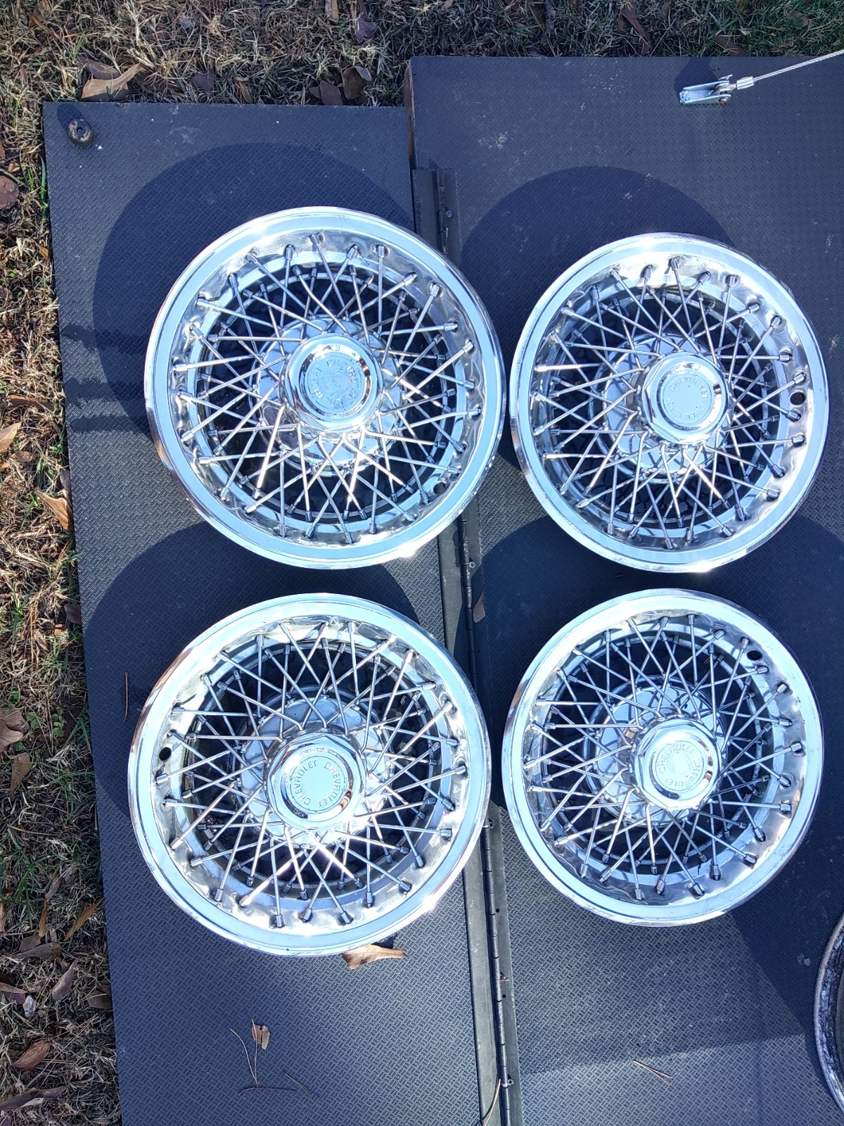 Set Of Four Vintage 1970's Chevy 14" Wire Hubcaps Monte Carlo Camaro ...