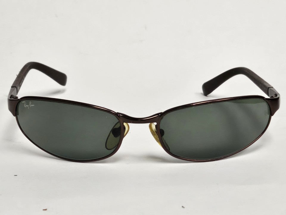 Ray Ban Bronze Metal Wrap Thin Wrap Lined Designer Sunglasses Made in ...