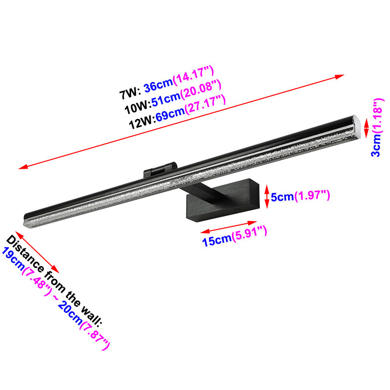 LED Vanity Lighting Adjustable Wall Mounted Bath Light Mirror Front ...