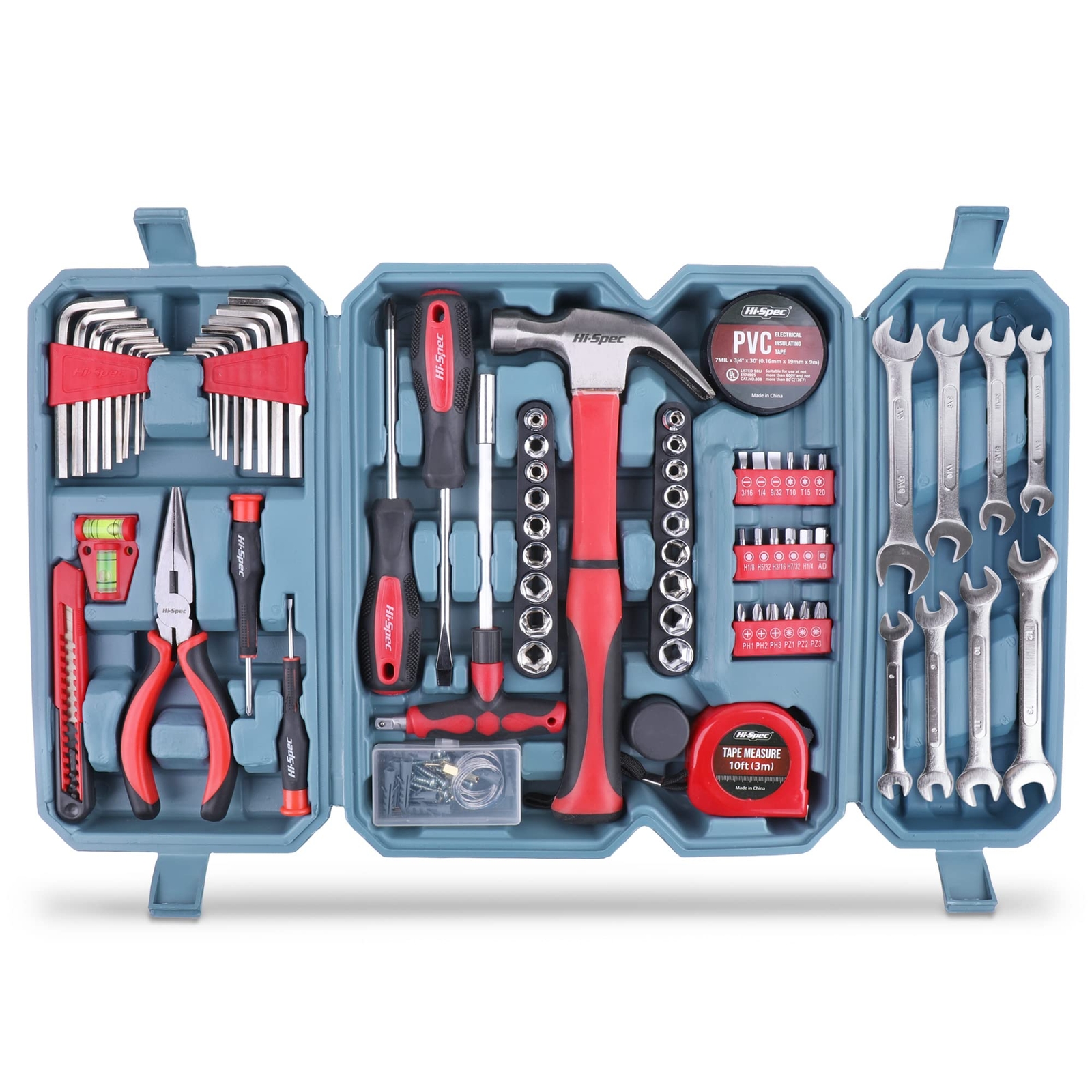 Hi-Spec 73Pc Home & Auto Tool Kit Set. Complete Essential Hand Tools ...