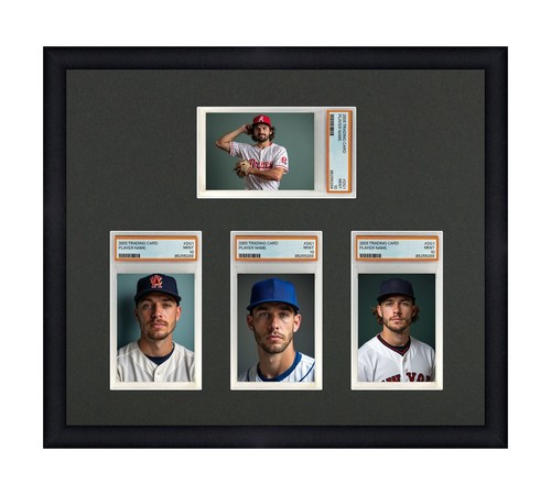 PSA Graded Card Frame Display Holds (4) Slabs, 1 Horizontal above 3 ...