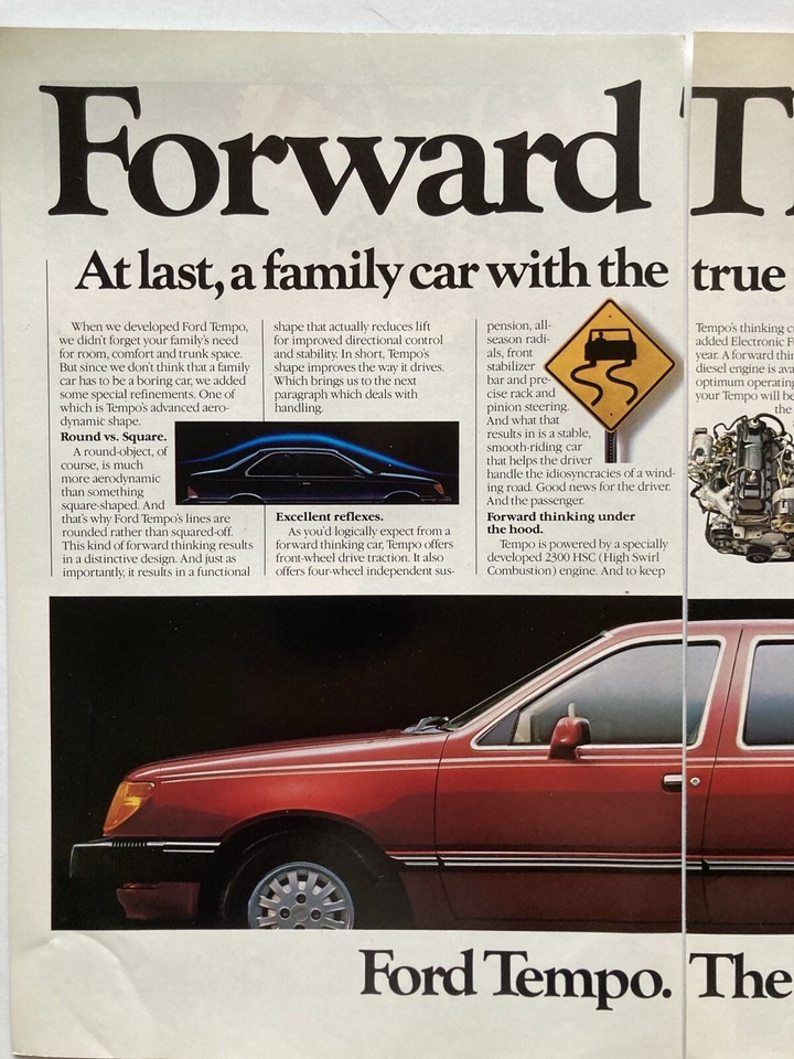 1985 Ford Tempo Two Page Print Ad Red | eBay