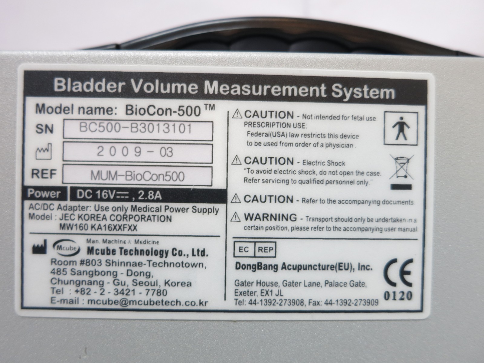 CUBESCAN BIOCON 500 PORTABLE 3D ULTRASOUND BLADDER SCANNER UROLOGY ...