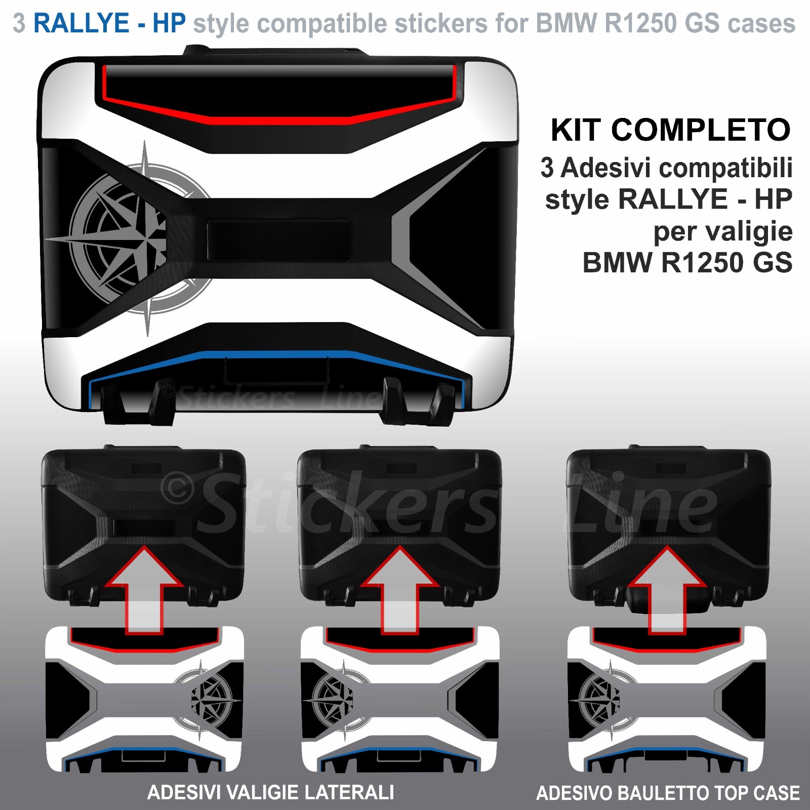 Kit 3 stickers luggage in black plastic BMW R1250GS vario style HP ...