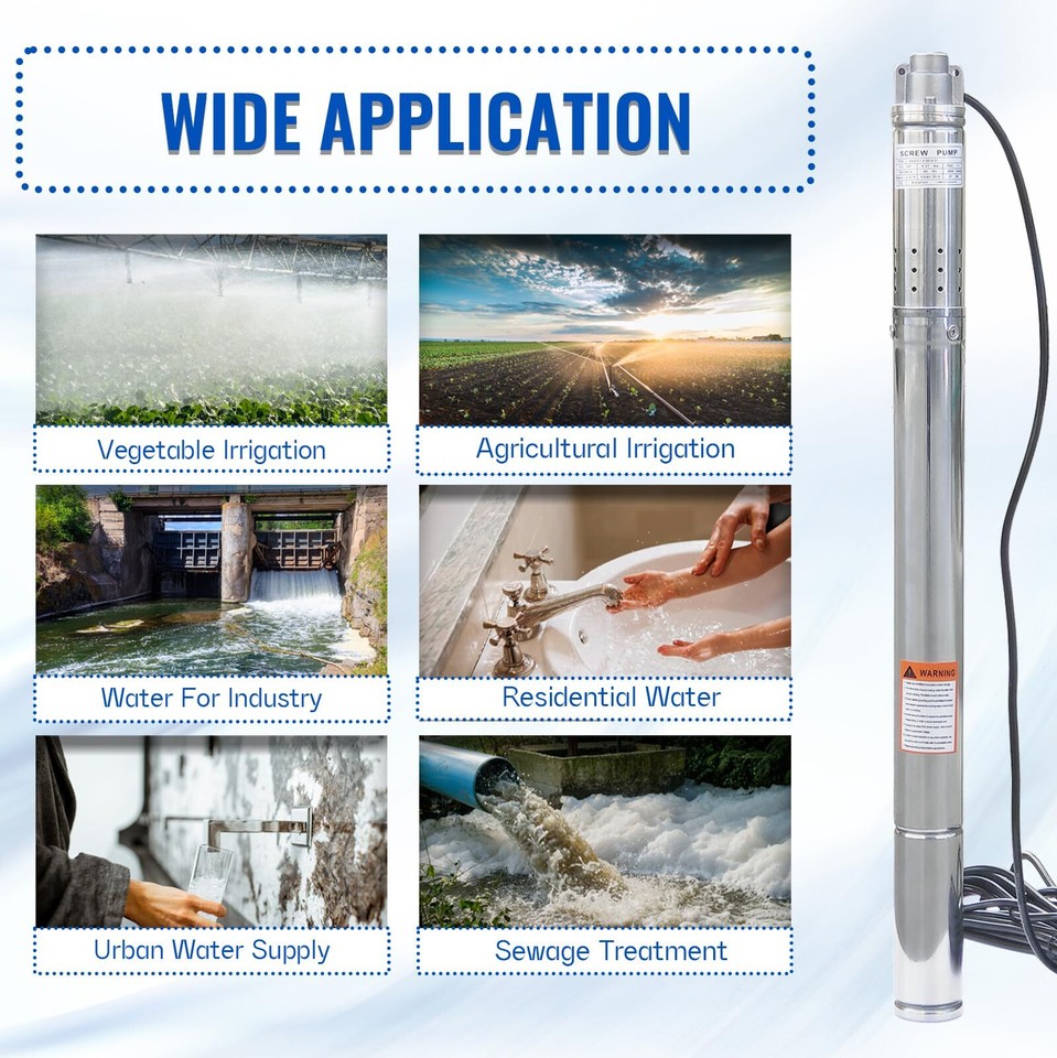 Deep Well Submersible Pump 0.5HP 220V 4.4gpm 164ft Head Submersible ...