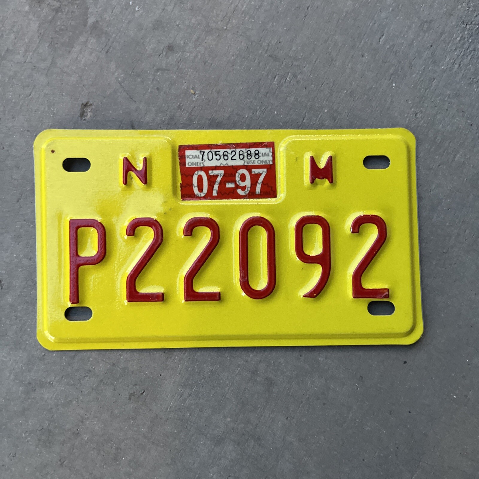 Vintage New Mexico Motorcycle License Plate Yellow Red Tags | eBay