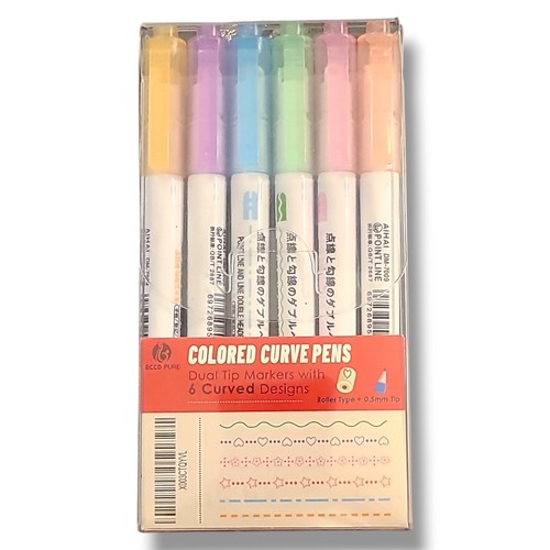 6pcs Colored Curve Pens Border Pen Highlighter Pens Set Drawing ...