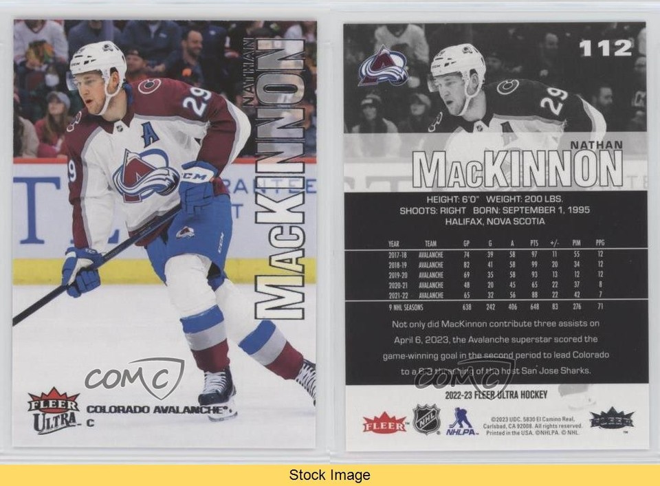 2022-23 Upper Deck Fleer Ultra Silver Foil Nathan MacKinnon #112 READ ...