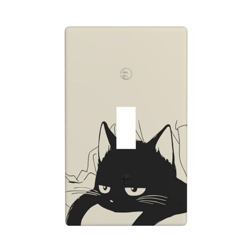 Funny Cute Black Cat Light Switch Cover Decorative Khaki Wall Plate 1 ...