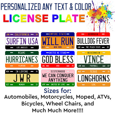 Any State Any Color Customized Aluminum LICENSE PLATE TAG Auto ATV ...