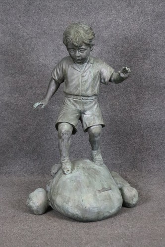 Bronze Elite by Henre in Verdi Gris Outdoor Statue of a Young Boy on a ...