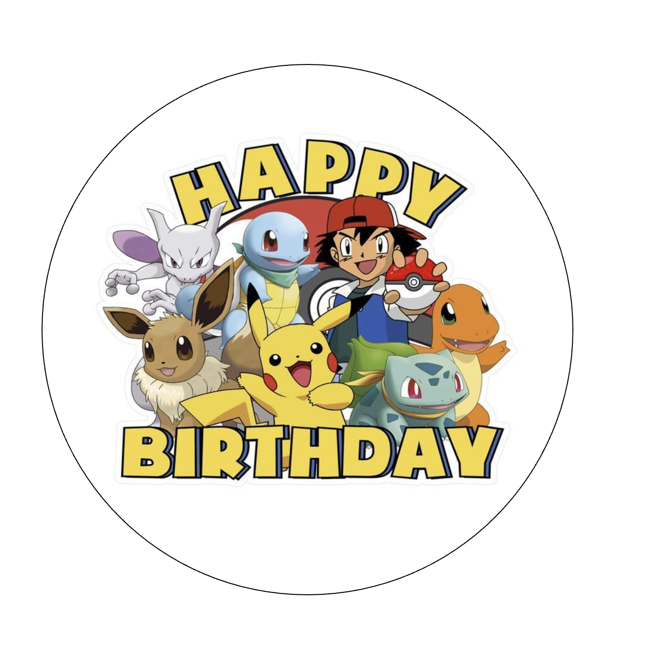 Set of 12 Pokemon Happy Birthday Edible Image rounds, Wafer paper, pre ...