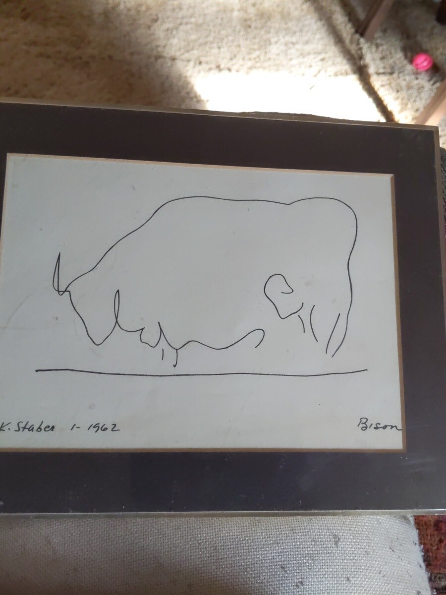 Karl Staber ink drawing Line Bison Signed 1962 Original art Vintage ...