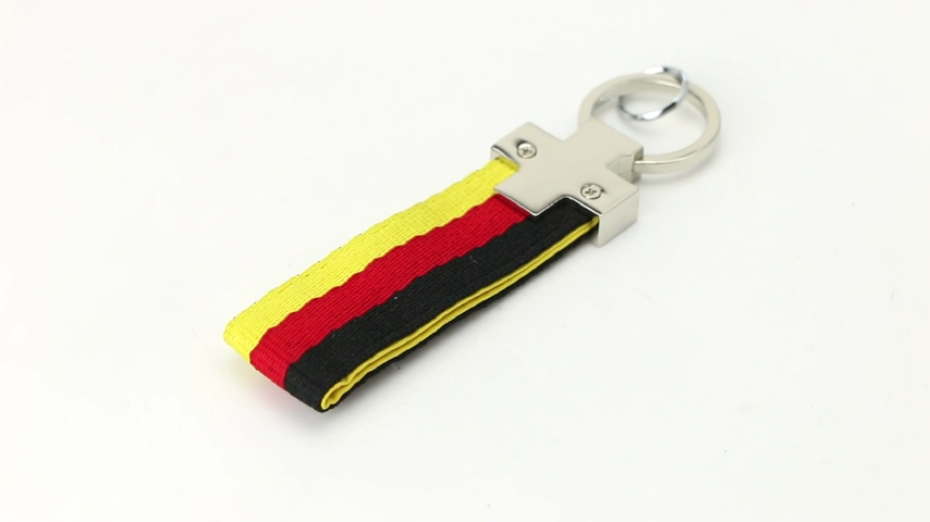 Euro Germany Flag Stripe Nylon Band w/ Inner Leather Key Fob Chain ...