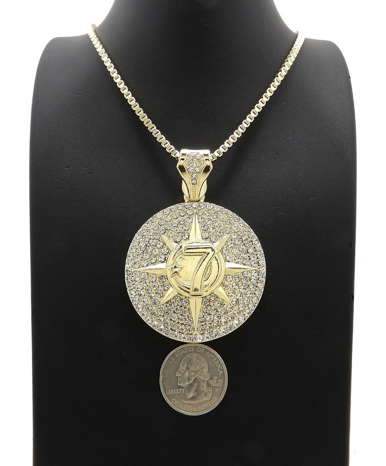 Hip Hop 5 PERCENTER 7 STAR Pendant & Box / Franco / Cuban Chain Bling ...