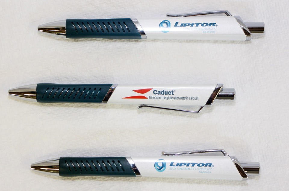 Drug Rep Pens 3 Heavy Metal Lipitor / Caduet New in Sleeve Blue Ink | eBay