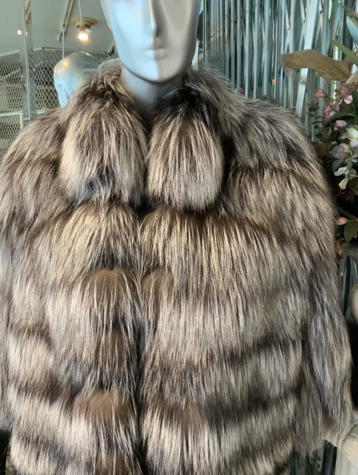 Stunning SILVER FOX FUR Short Coat Versatile Modern Stylish $7995. SALE ...