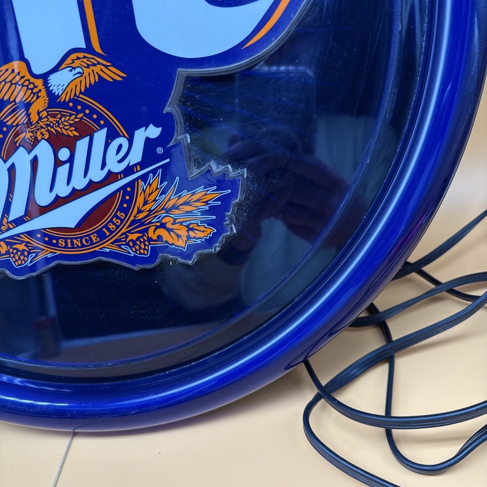 Vintage Miller Lite 19" Round Lighted Motion Wall Bar Sign ~ April 1997 ...