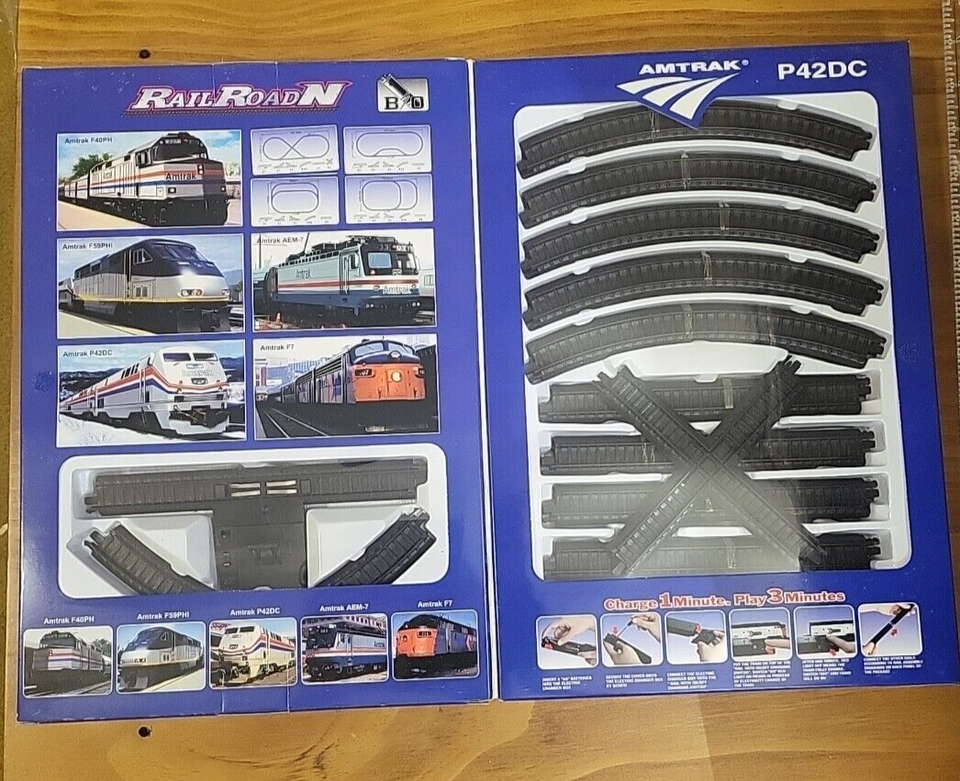 Rare Vintage New-Ray Railroad N Scale Die Cast P42DC Amtrak Train Set ...