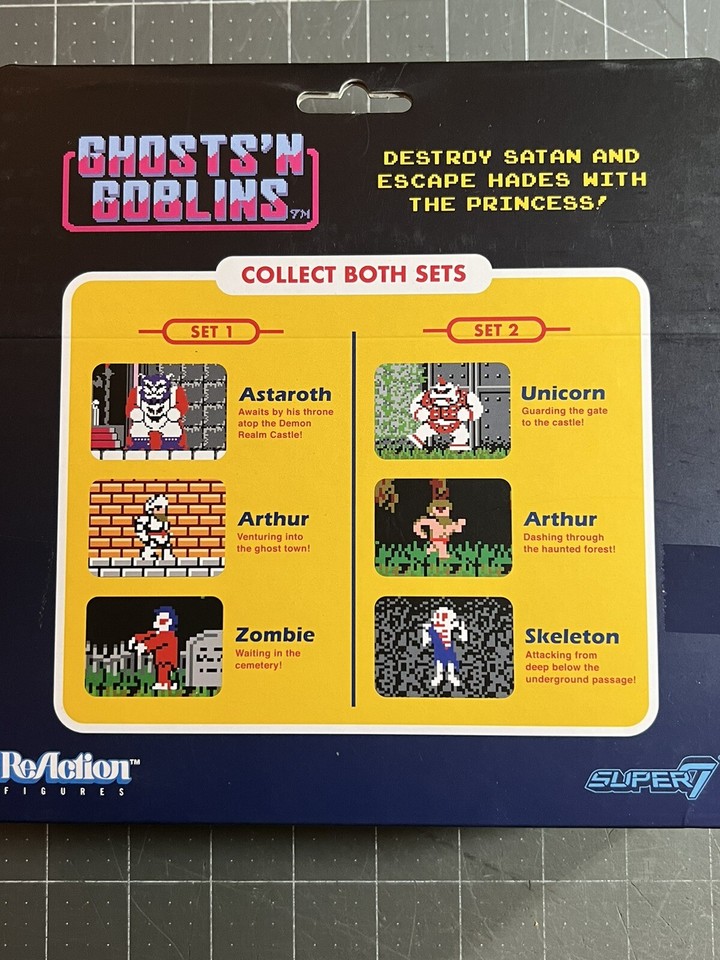 Super7 Capcom Ghosts 'N Goblins ReAction figure set: Unicorn, Arthur ...