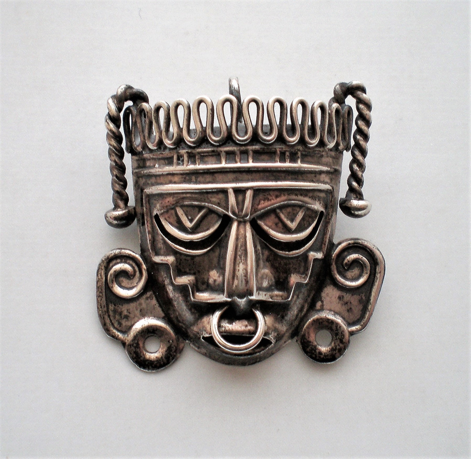 Taxco Mexico Sterling Mayan Tribal Face Mask Pendant … - Gem